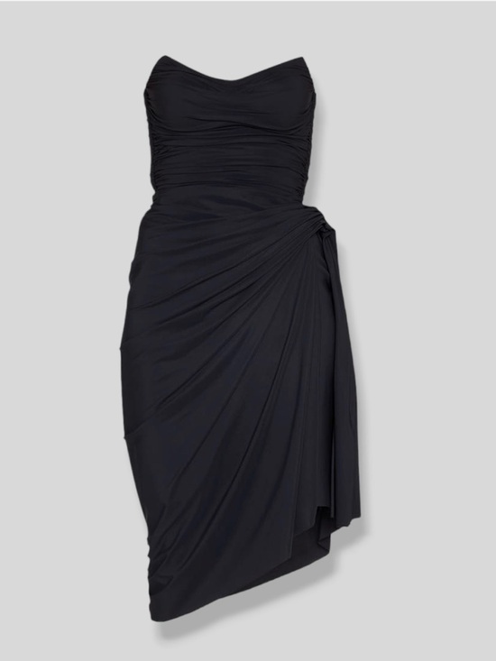 Chiara Boni | Dresses | Chiara Boni Yunka Sje Strapless Black Draped ...
